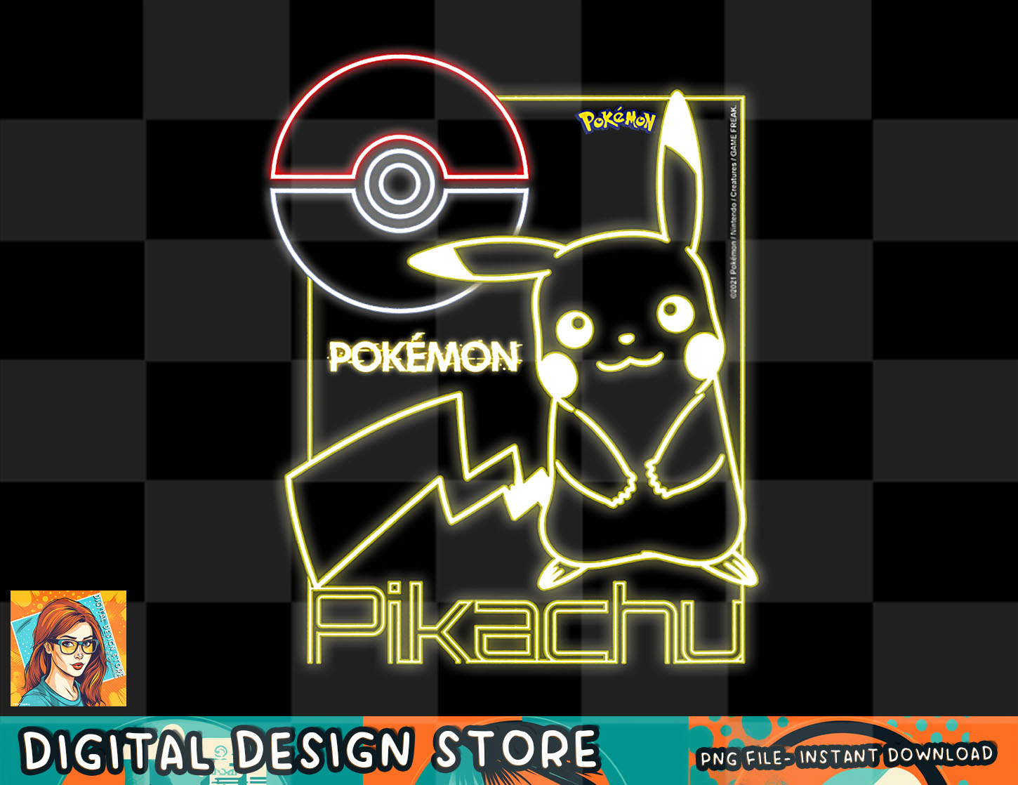 Pokemon - Neon Pikachu png, digital prints, sublimation | Inspire Uplift