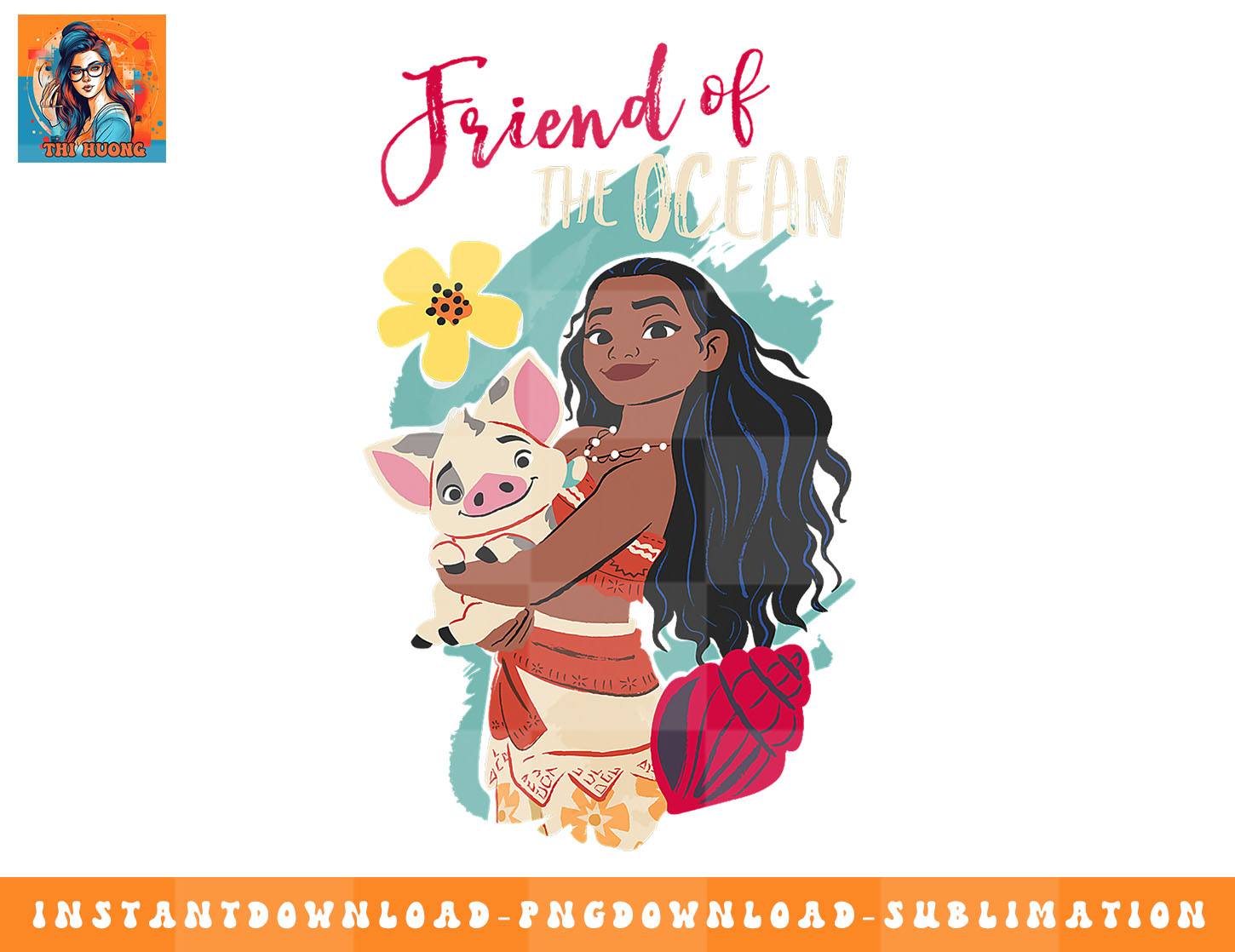 Disney Moana & Pua Hug Friend Of The Ocean png, sublimation, | Inspire ...