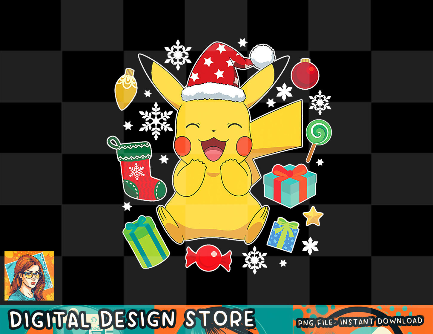 Pokemon - Pika Presents png, digital prints, sublimation | Inspire Uplift