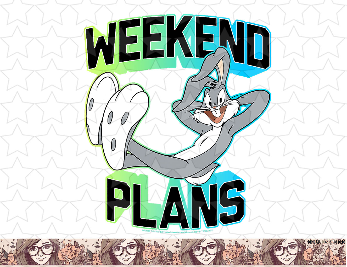 Looney Tunes Bugs Bunny Lounging Weekend Plans Gradient png, | Inspire ...