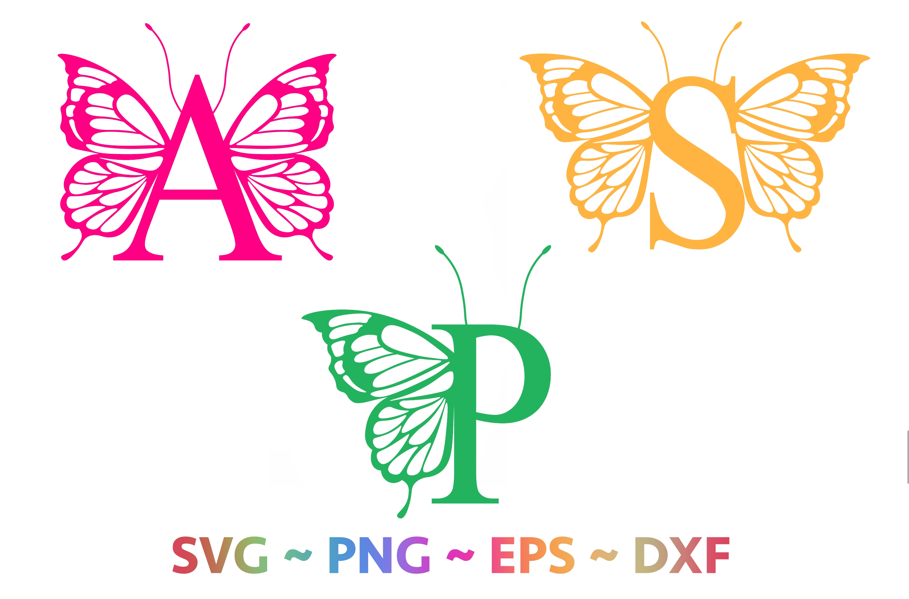 Butterfly Monogram Alphabet SVG, PNG, butterfly designs svg | Inspire ...