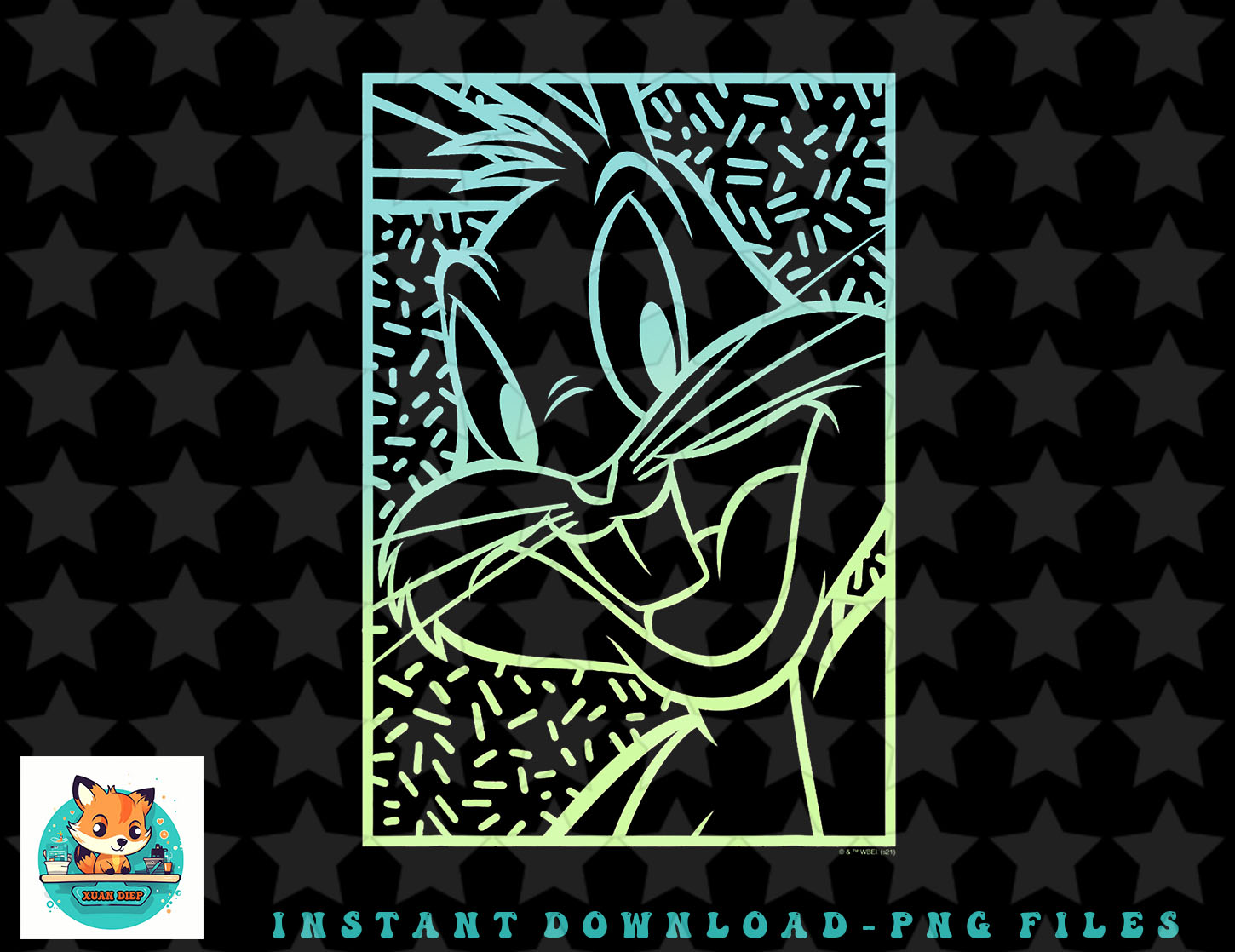 Looney Tunes Bugs Bunny Neon Outline Smile png, sublimation, | Inspire ...