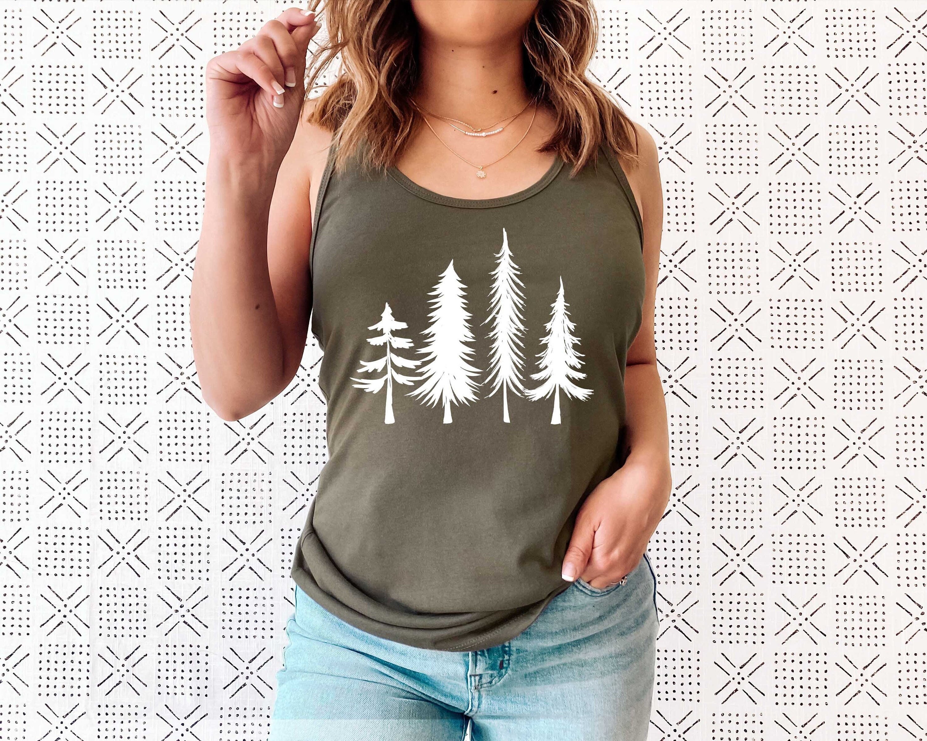 Pine Tree Tank, Pine Tree Top, Camping Tank, Hiking Top Shir - Inspire ...