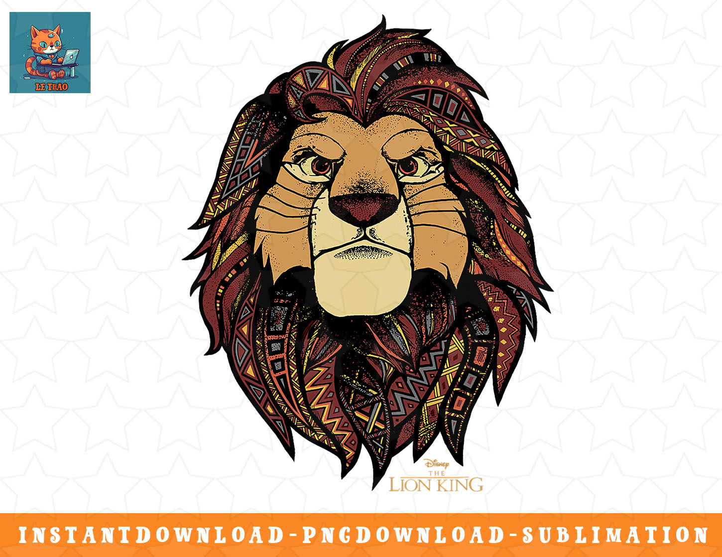 Disney Lion King Simba Ornate Geometric Pattern Portrait png | Inspire ...