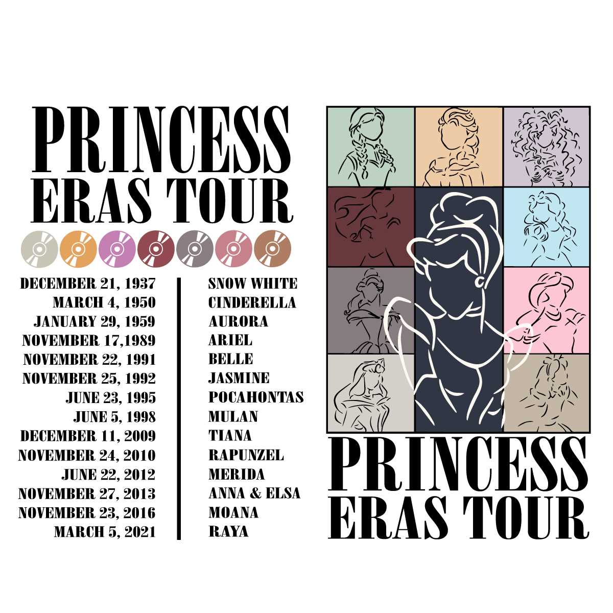 Disney Princess Eras Tour Taylor Concert SVG Digital File - Inspire Uplift