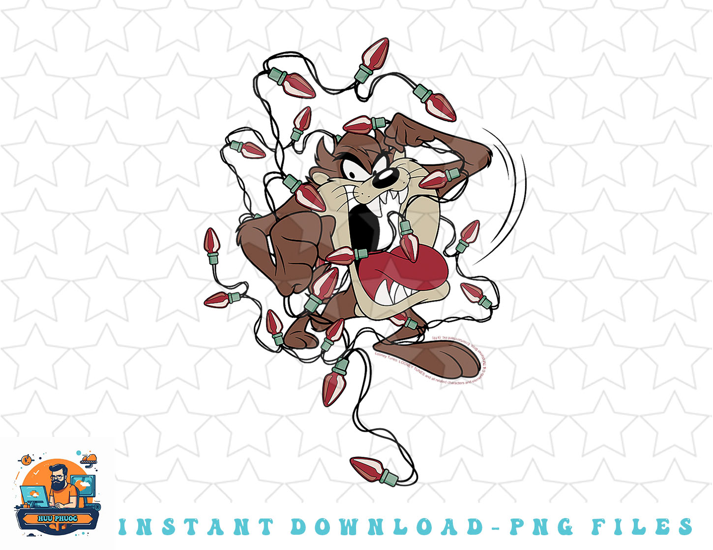 Looney Tunes Christmas Taz In Lights png, sublimation, digit | Inspire ...
