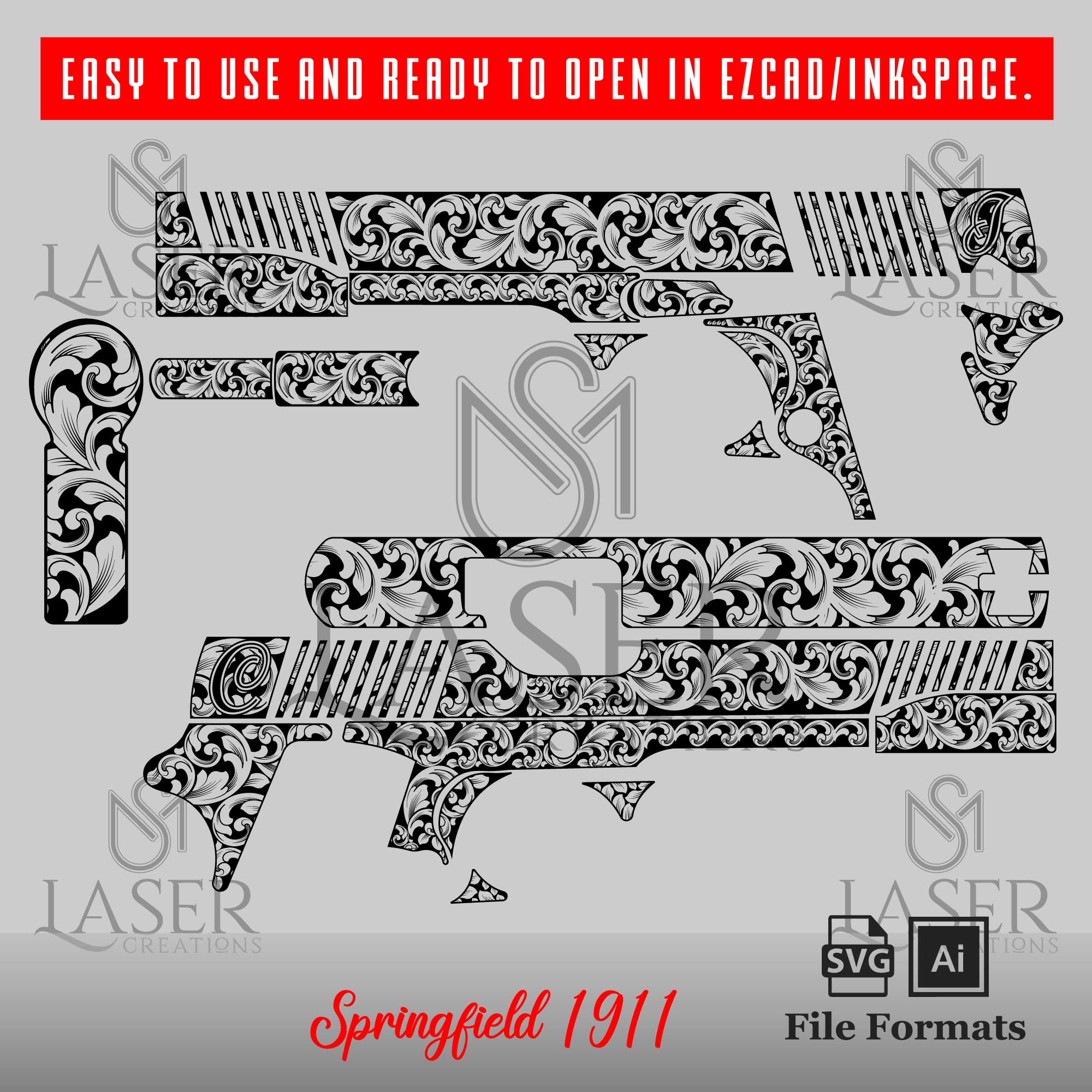 SM-Laser-Creation Springfiield-1911 Scroll degasin | Inspire Uplift