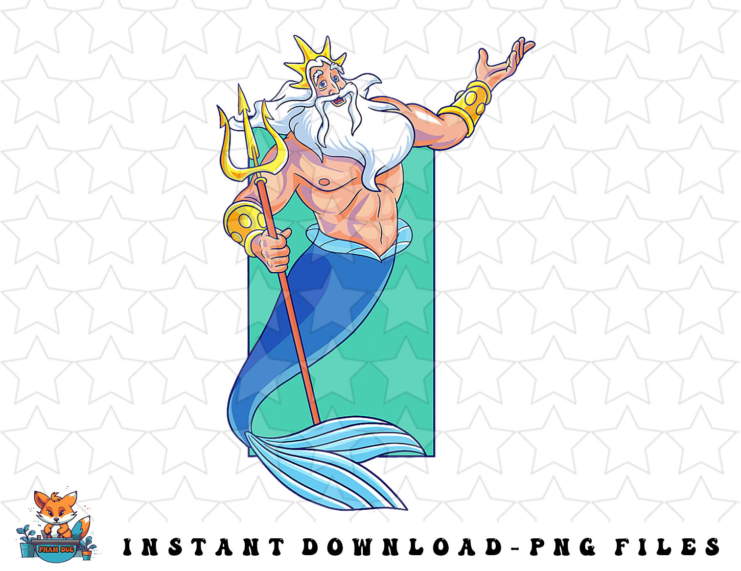 Disney The Little Mermaid King Triton Portrait png, sublimat | Inspire ...