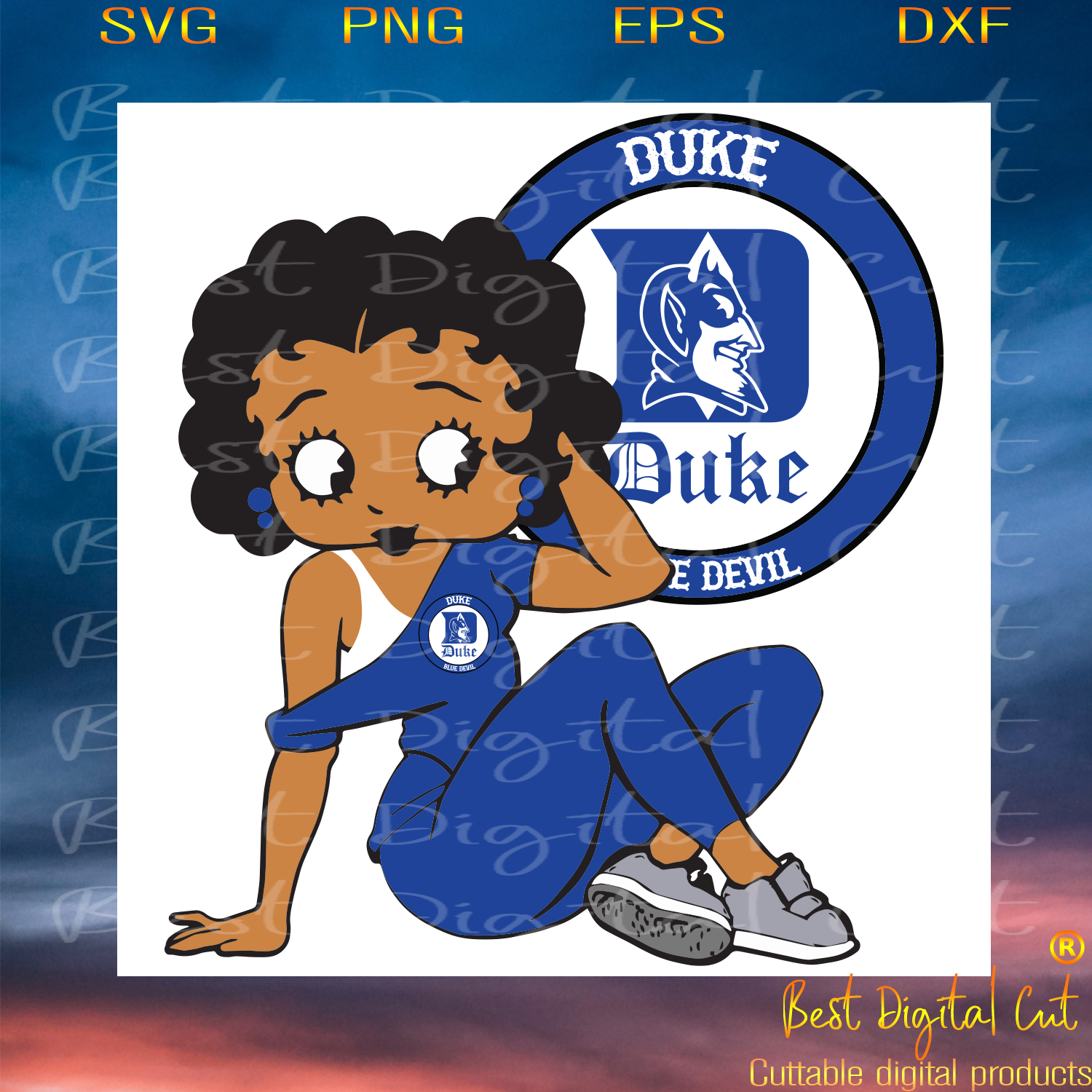 Duck Blue Devil Betty Boop, Sport Svg, Football Sv | Inspire Uplift
