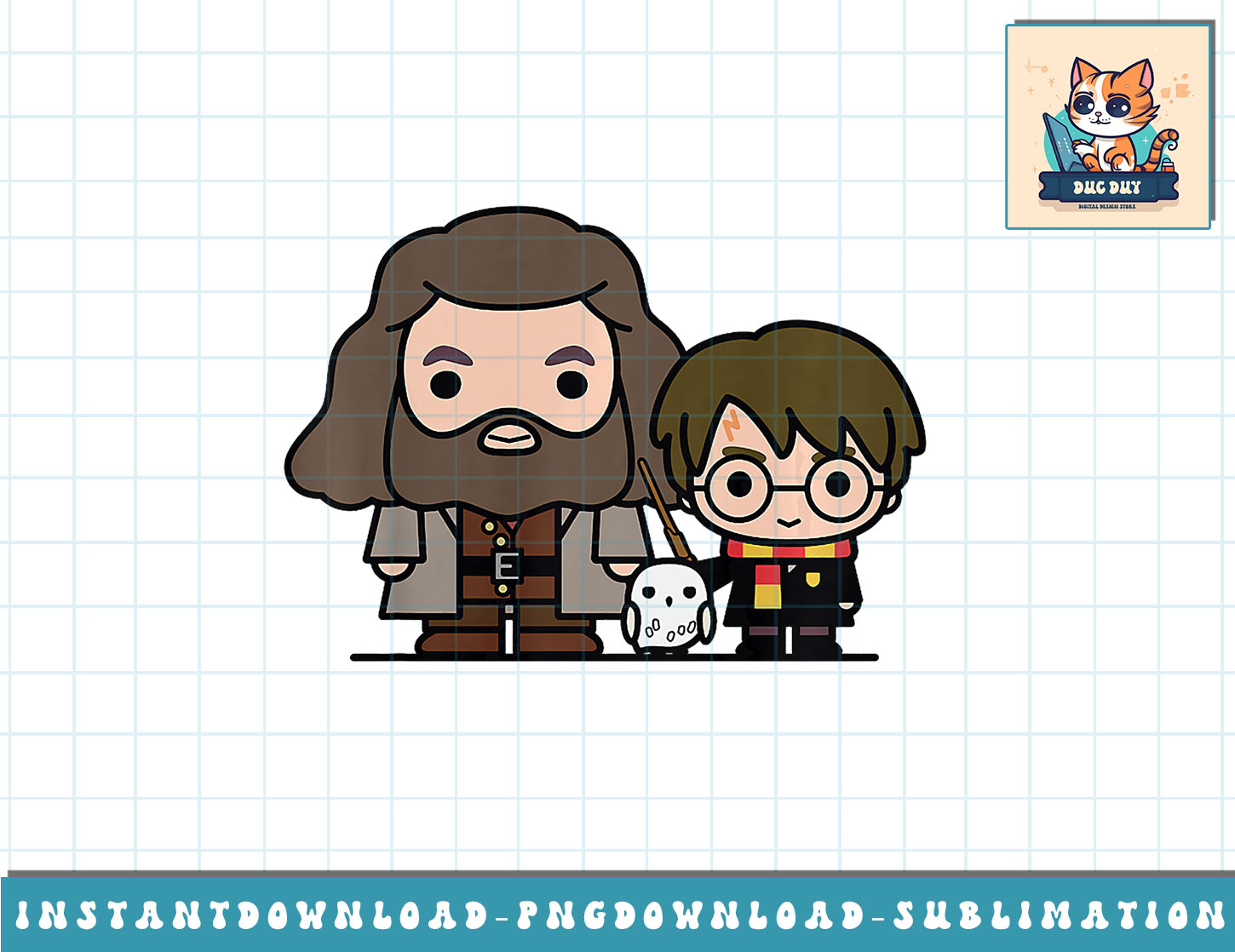 Kids Harry Potter Hagrid & Hedwig Friends Chibi Portrait You | Inspire ...