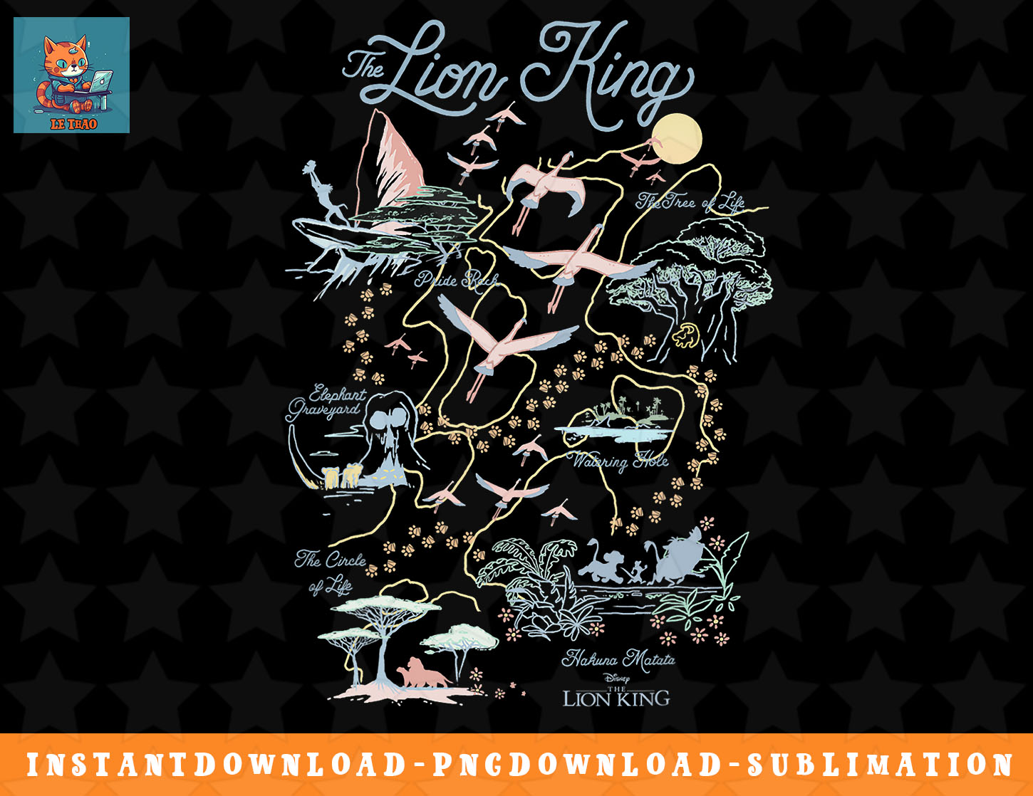 Disney The Lion King Pride Lands Map png, sublimation, digit | Inspire ...