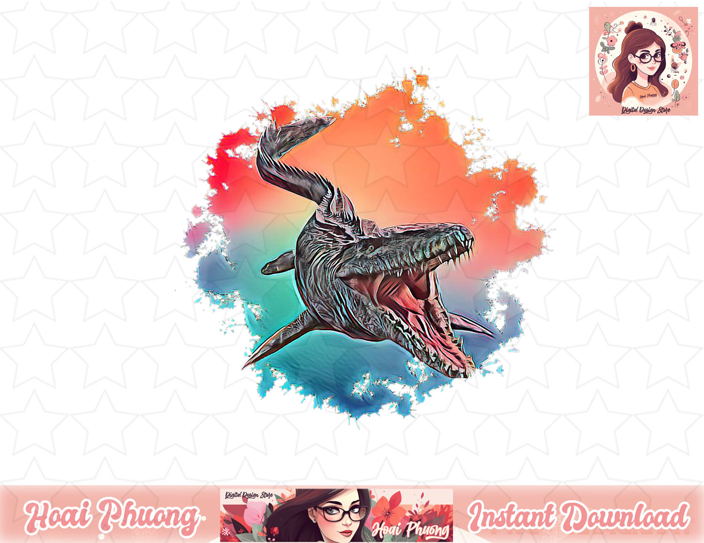 Mosasaurus Dinosaur Motif prehistoric Predator Design Dino p | Inspire ...
