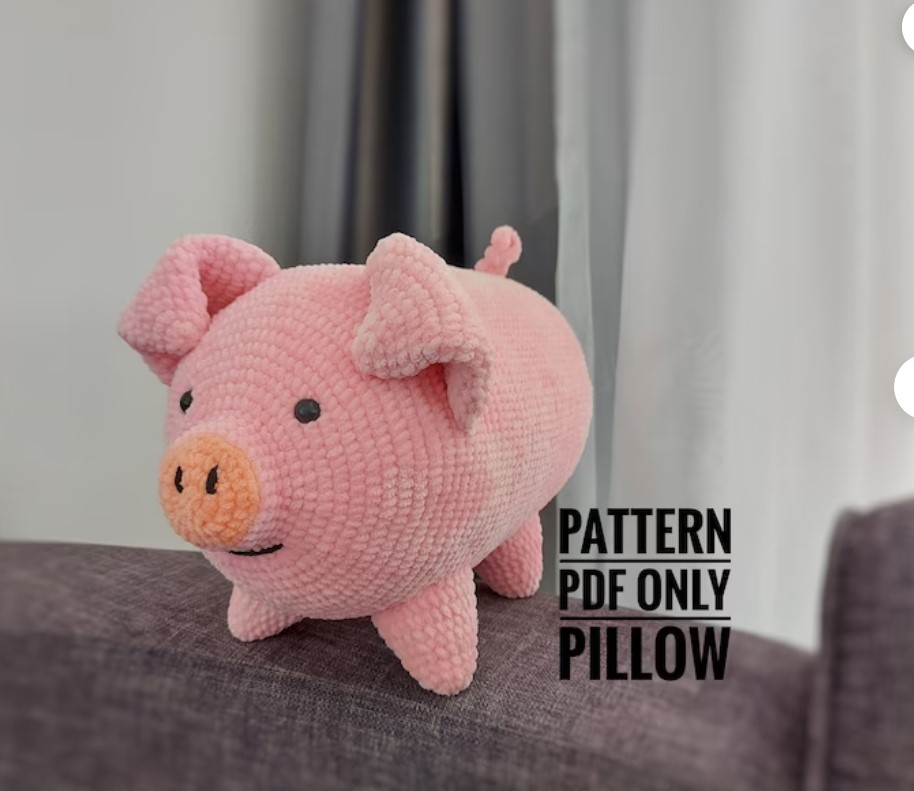 Pattern instructed pillow Pig, funny pig pattern, Piggy Pill | Inspire ...