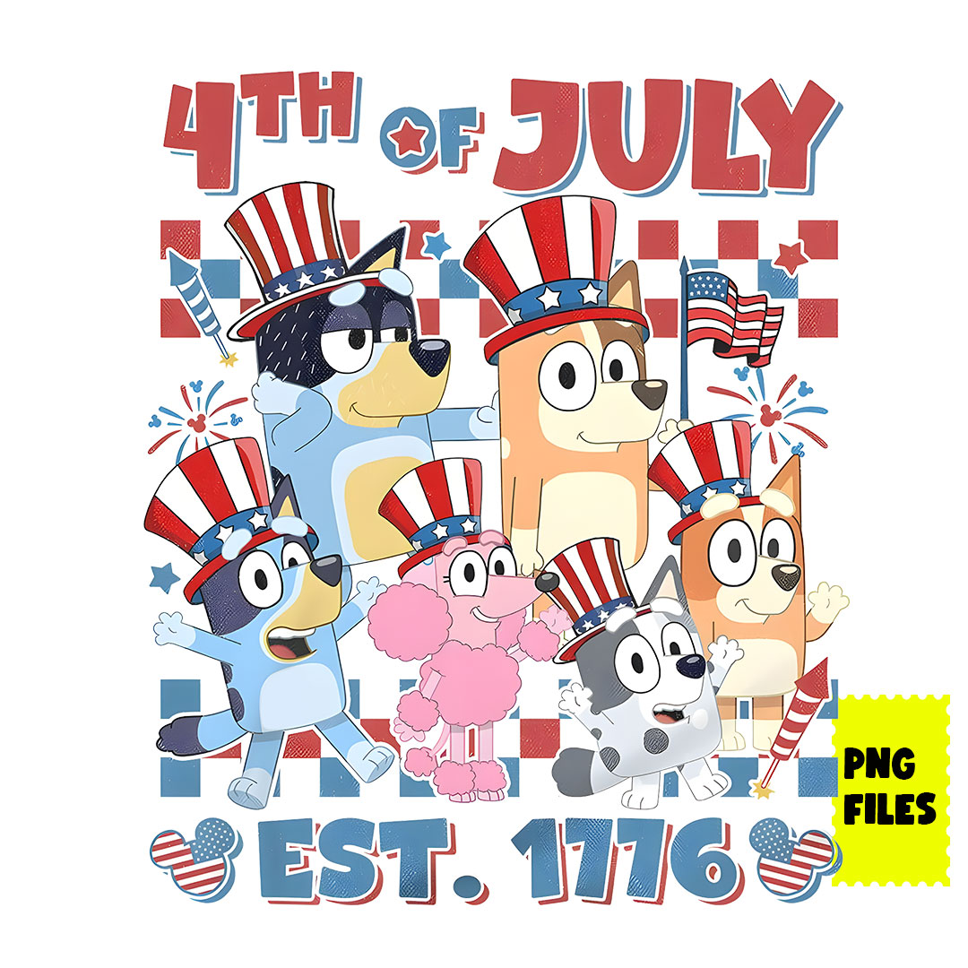 Bluey Family Happy 4th Of July Png, 4th Of July Png, Bluey 4 | Inspire ...