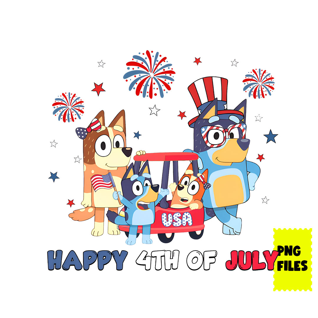 Bluey Family Happy 4th of July Png, 4th Of July Png, Bluey 4 - Inspire ...