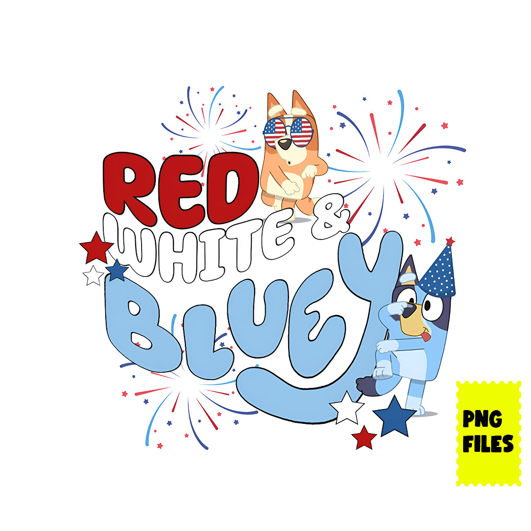 Red White Bluey Png, Bluey Png, Bluey 4th Of July Png, Bluey - Inspire ...