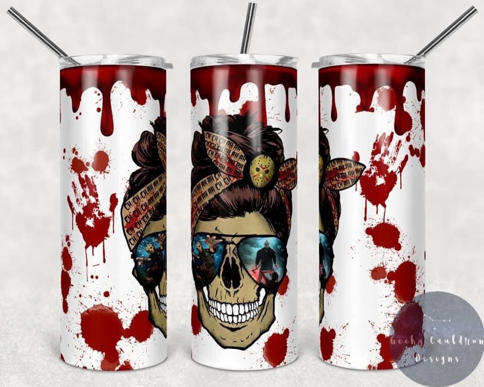 Jason Voorhees Skull Tumbler, Jason Voorhees Skull Skinny Tu - Inspire ...