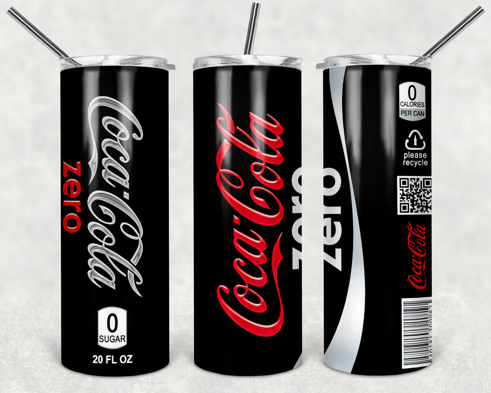 Coca Cola Zero Logo Tumbler Wrap Design, Soda Tumbler, 20oz - Inspire ...