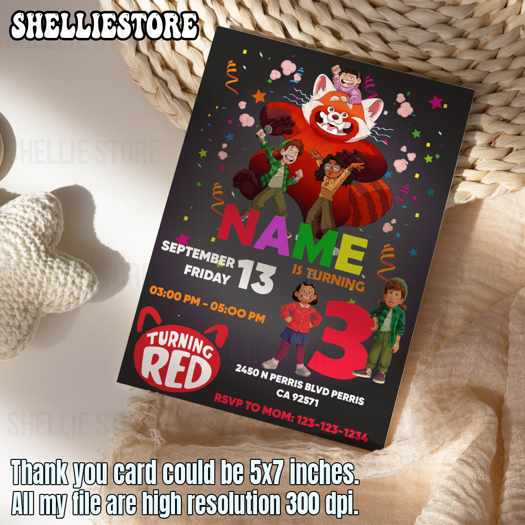 Editable Turning Red Birthday Invitation Template, Printable - Inspire ...