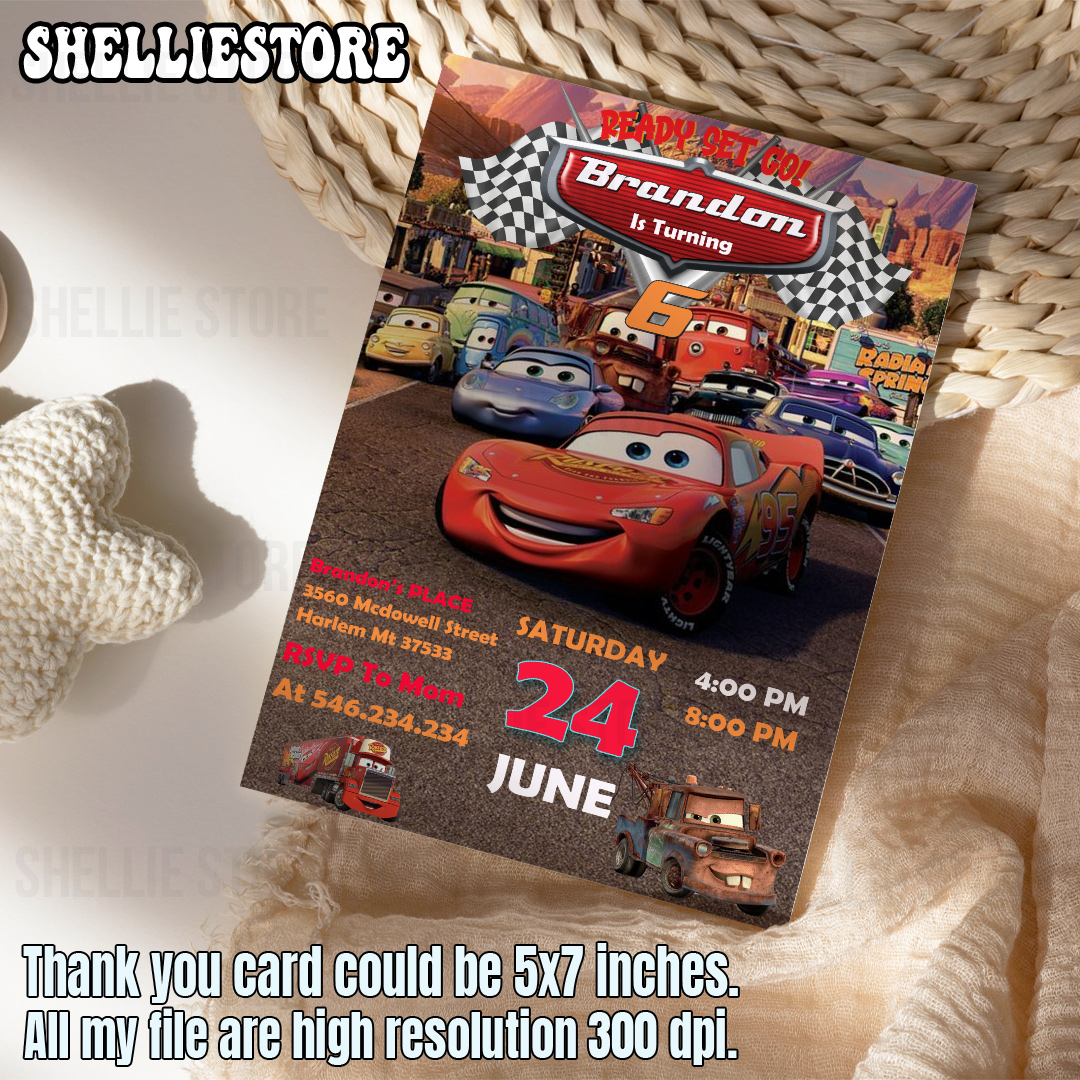 Cars Birthday Invitation | Lightning McQueen Invitation, Kid | Inspire ...