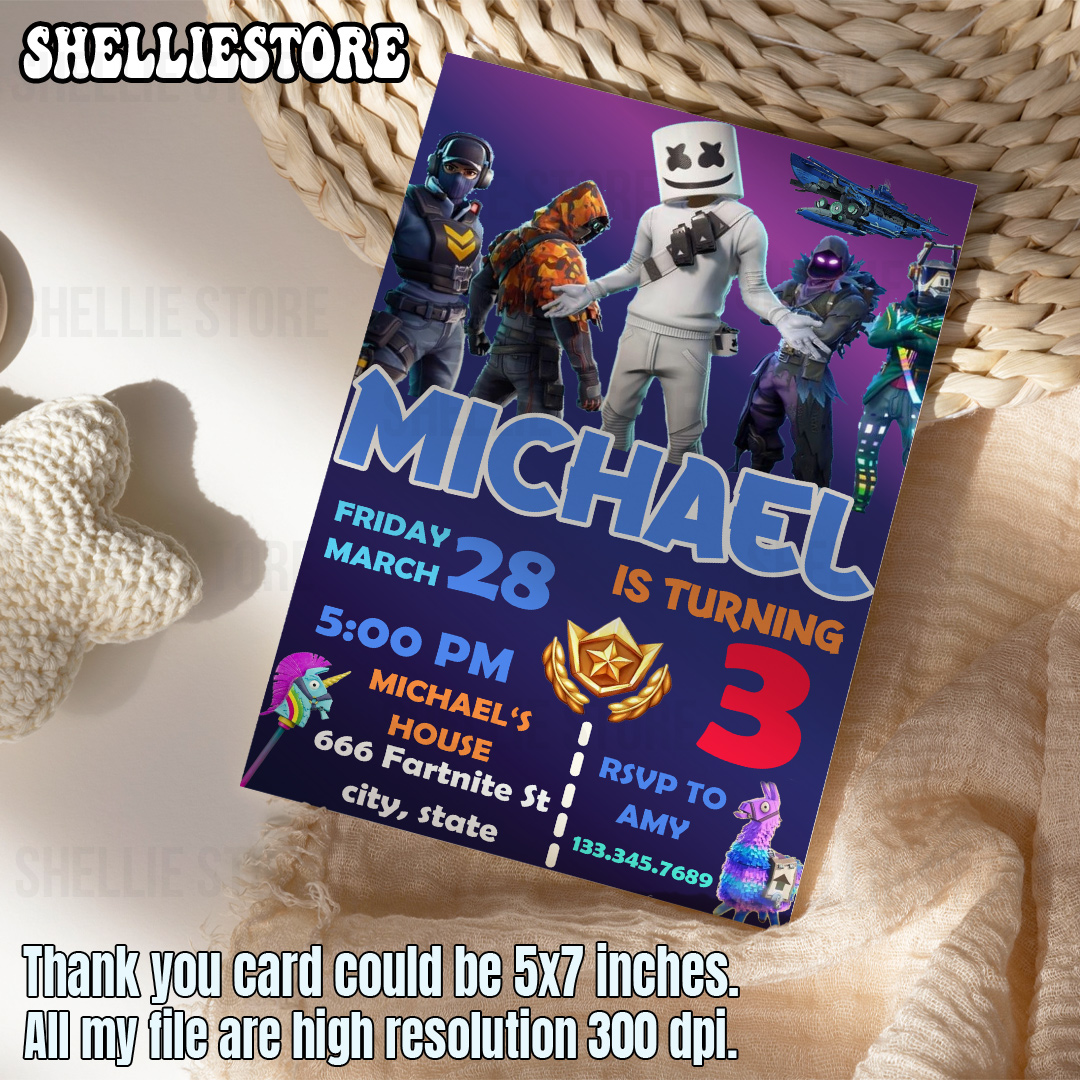 Editable Fort Birthday Party Invitation, Video Game Birthday | Inspire ...