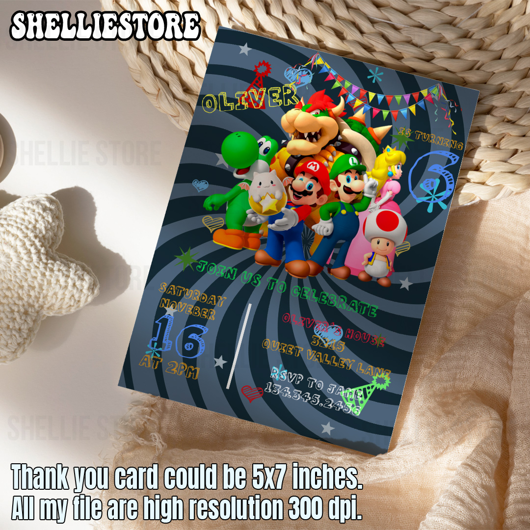 Printable birthday Invitation, Mario Invite, Super Mario inv - Inspire ...