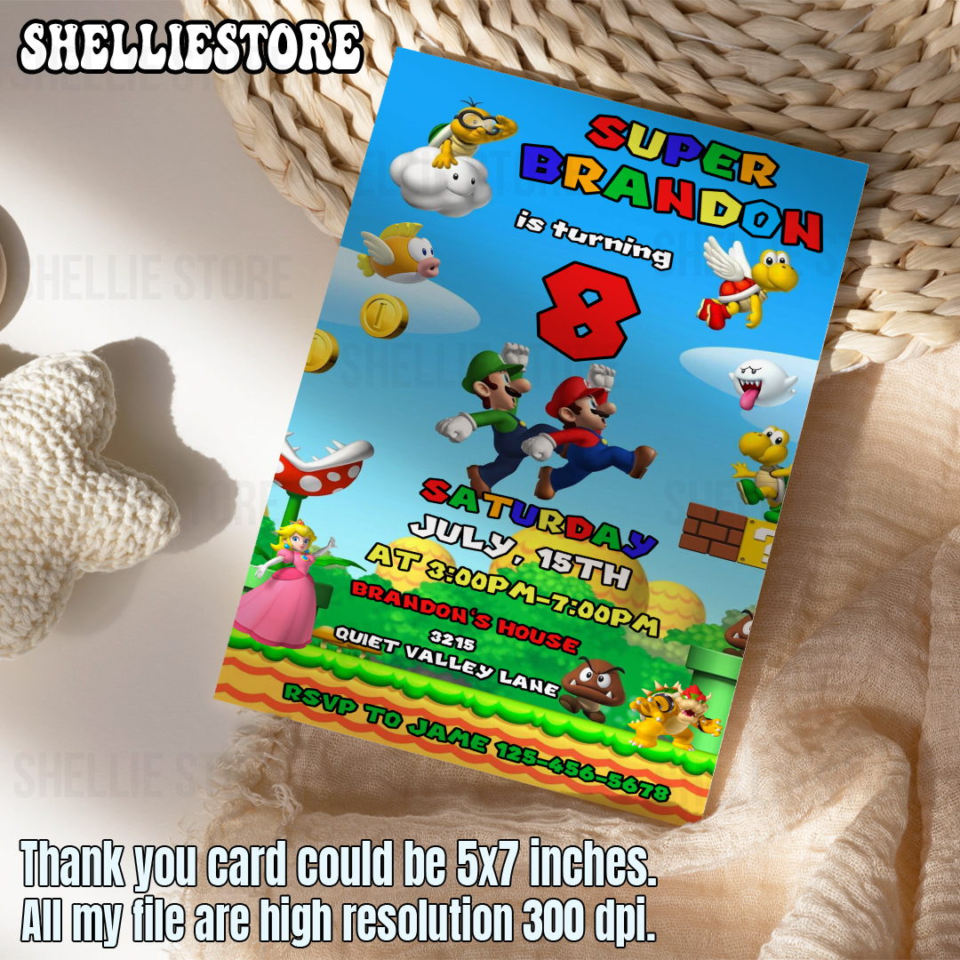 Printable birthday Invitation, Mario Invite, Super Mario inv - Inspire ...