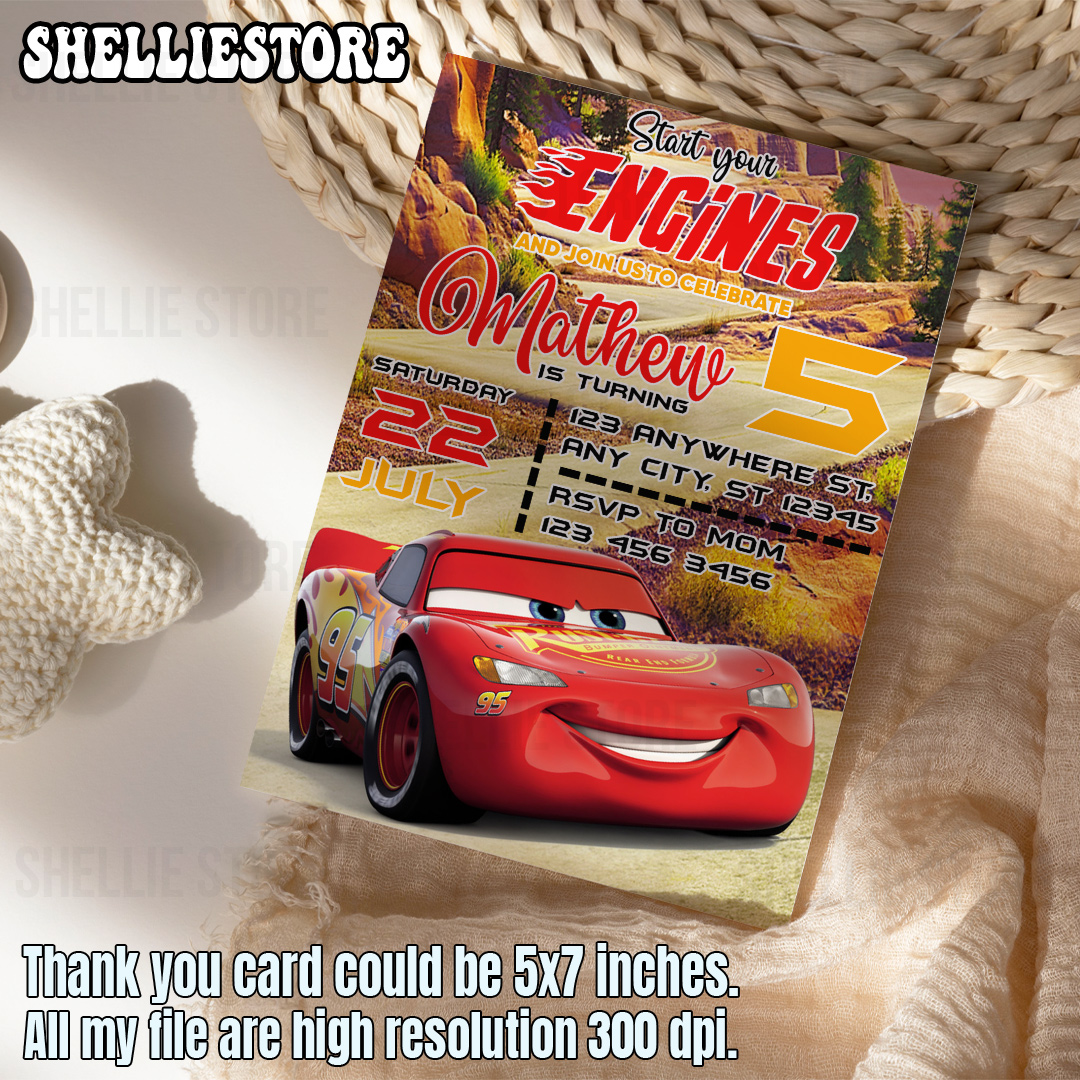 Cars Birthday Invitation, Lightning McQueen Invitation, Kids | Inspire ...