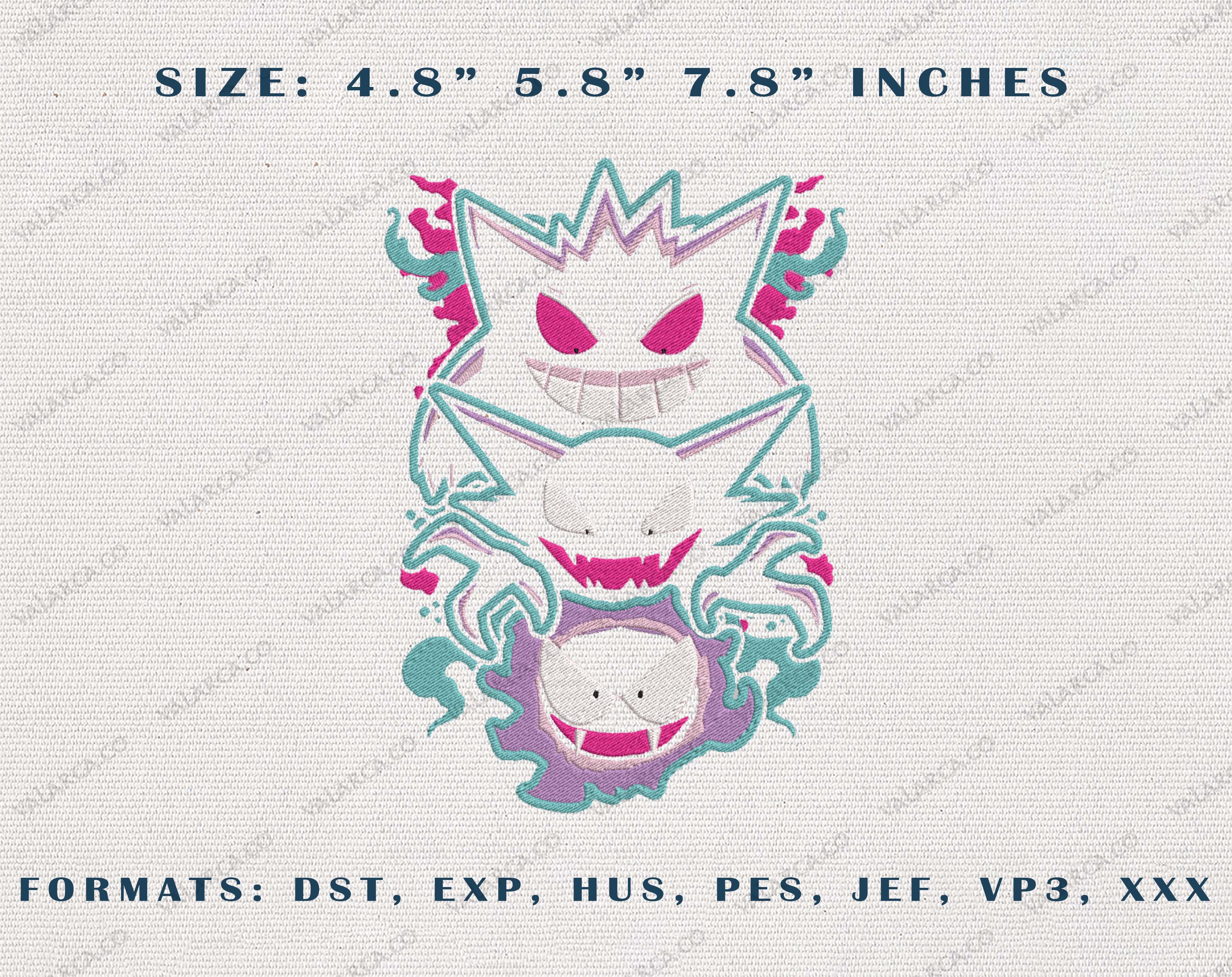 Gengar Pokemon Embroidery Designs, Anime Inspired Embroidery | Inspire ...