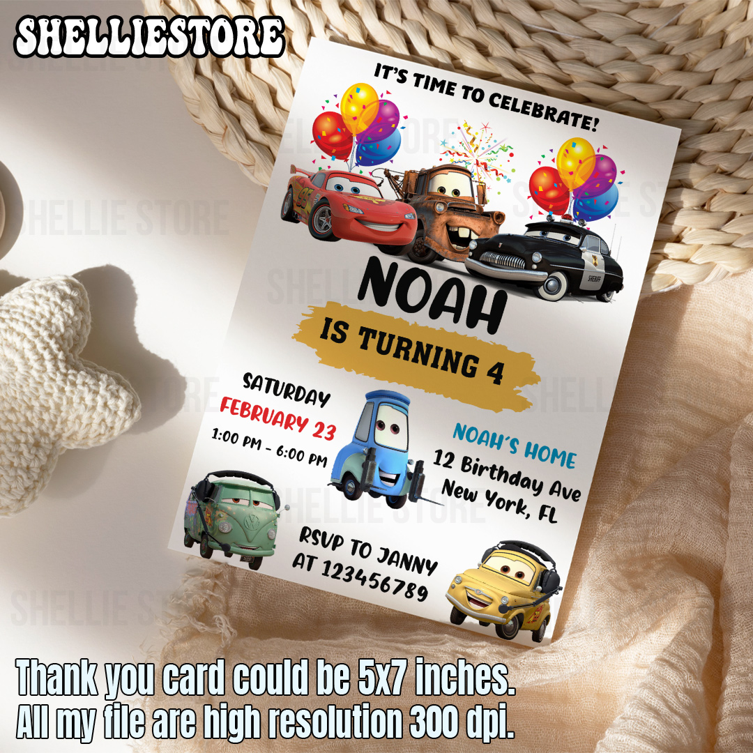 Digital Cars Birthday Invitation Editable Template for Light | Inspire ...