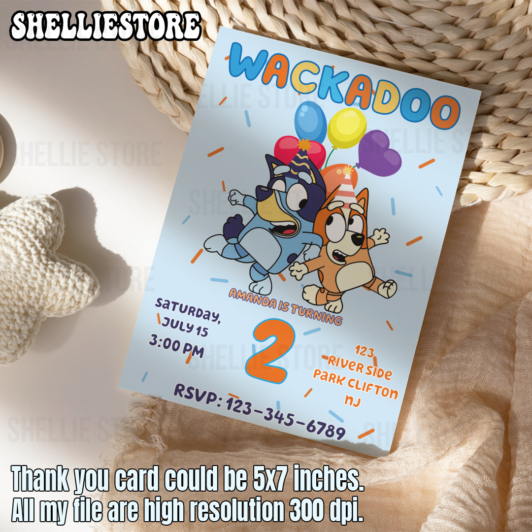 Bluey Birthday Invitation, Editable Birthday Invitation, Wac | Inspire ...
