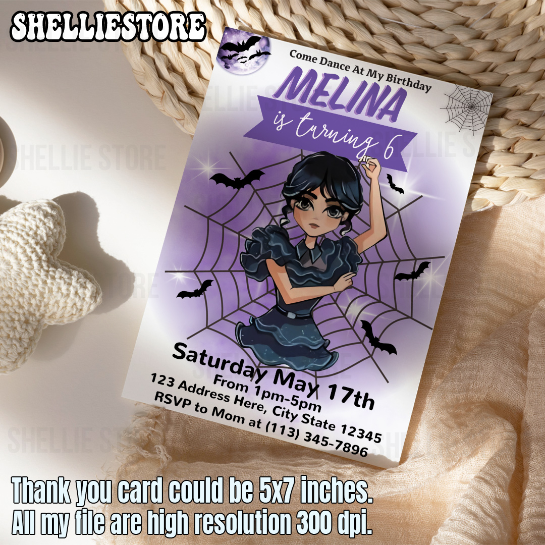 Wednesday Invitation, Wednesday Addams Birthday Party Invita | Inspire ...