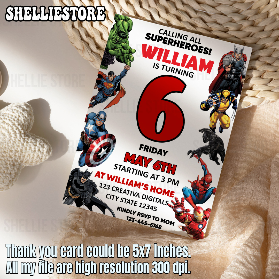 Superhero Birthday Party Invitation Templates