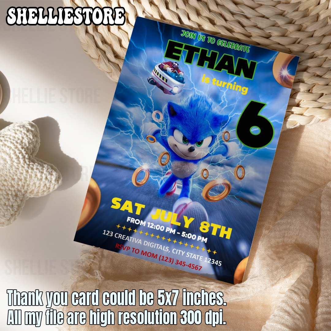 Sonic Invitation | Sonic The Hedgehog | Editable Sonic Birth | Inspire ...