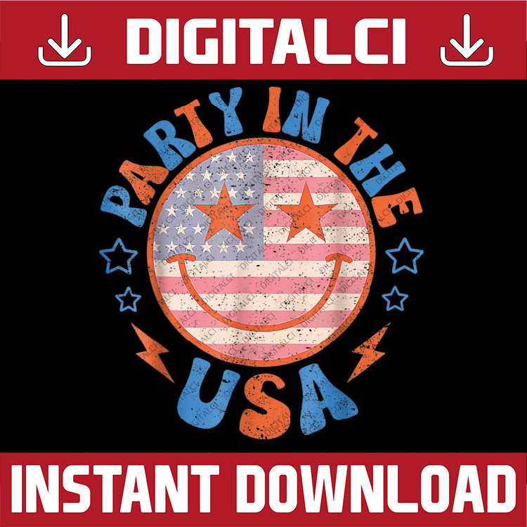 Party In The USA Smile Happy Face American Flag 4th Of July | Inspire ...