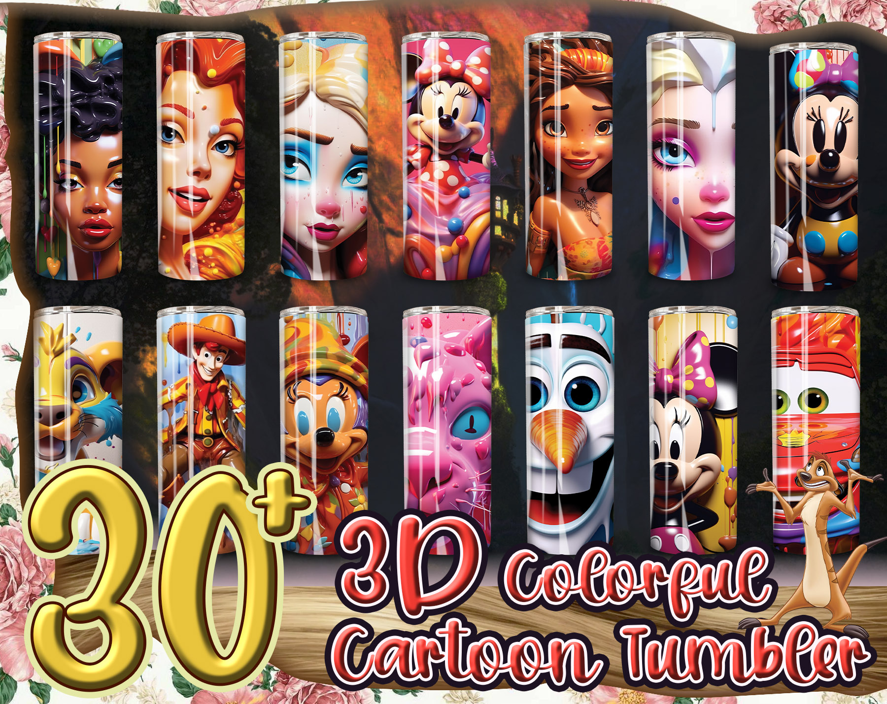 3D Colorful Cartoon Characters For Straight & Tapered Tumble | Inspire ...