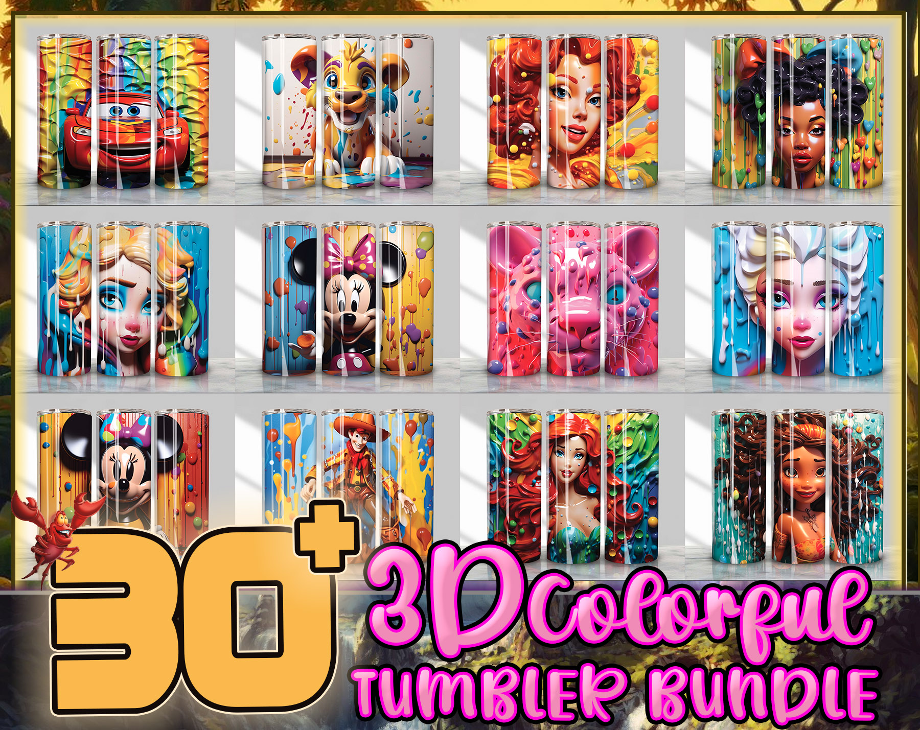 3D Colorful Cartoon Characters For Straight & Tapered Tumble | Inspire ...