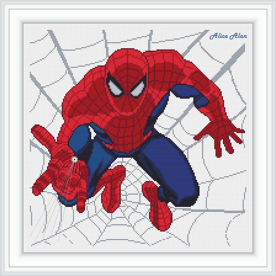Cross stitch pattern Spiderman web silhouette superhero | Inspire Uplift