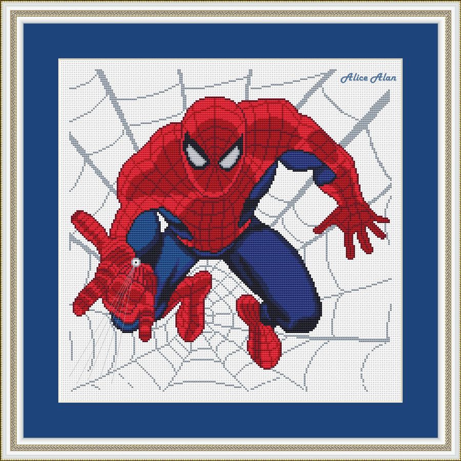 Cross stitch pattern Spiderman web silhouette superhero - Inspire Uplift