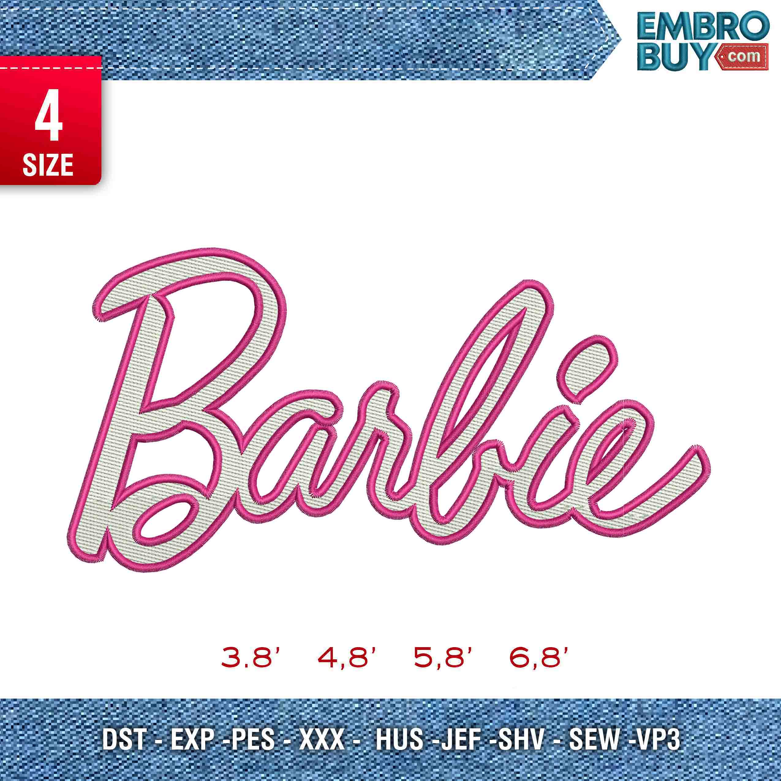 Barbie logo / Typo Embroidery Design/ Logo Design/ Embroide | Inspire ...