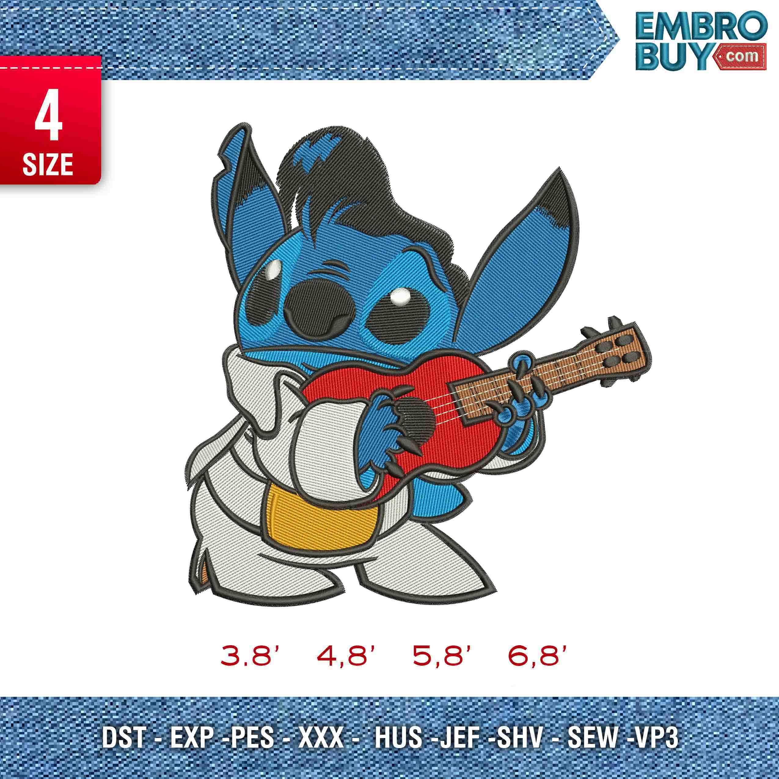 Stich Playing Guitar / Anime Embroidery Design/ anime Design | Inspire ...