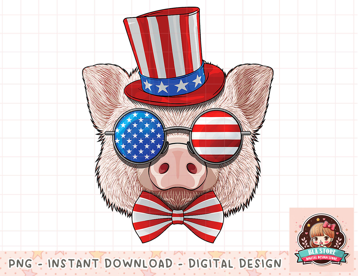 Pig 4th of July American Pig USA Uncle Sam Hat png, instant | Inspire ...