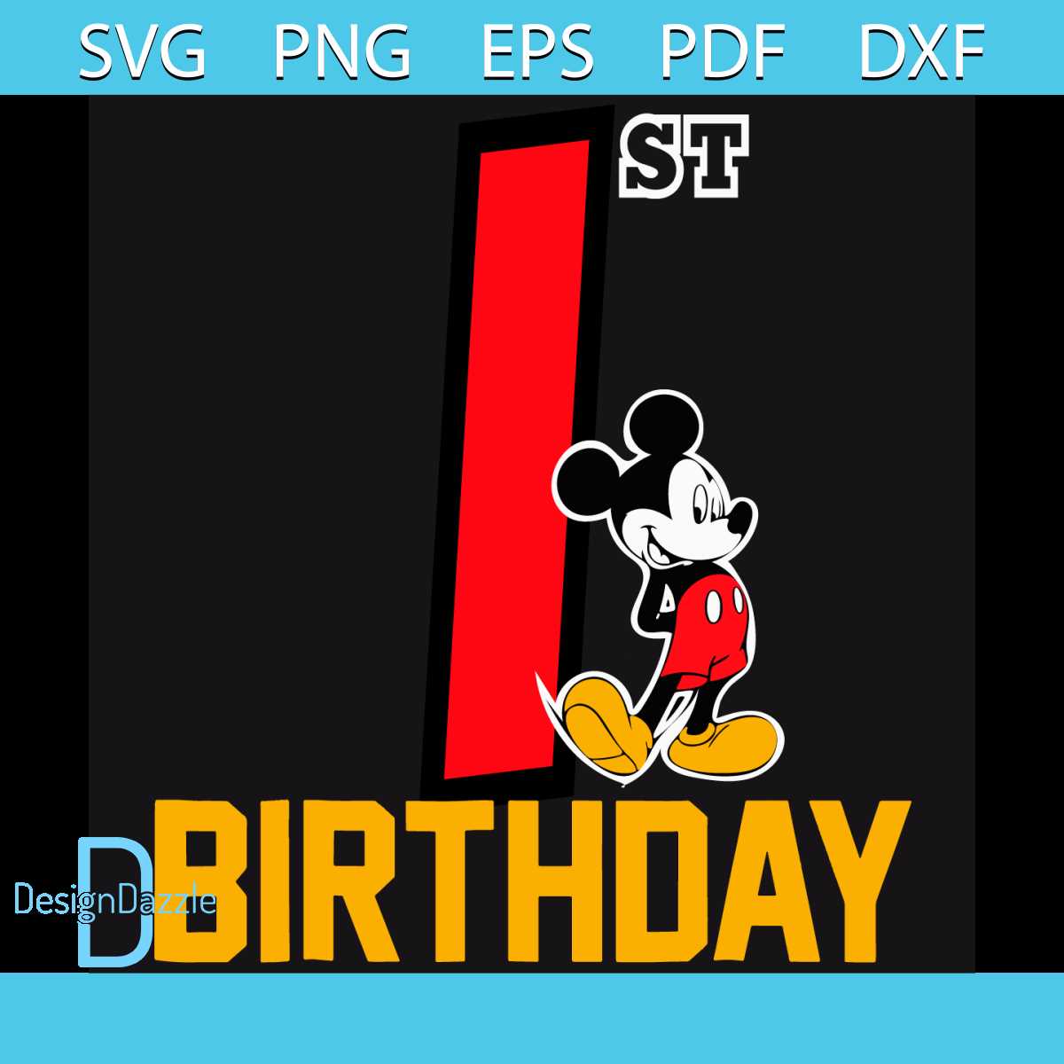 Mickey 1th Birthday Svg, Birthday Svg, 1th Birthday Svg, 1 Y | Inspire ...