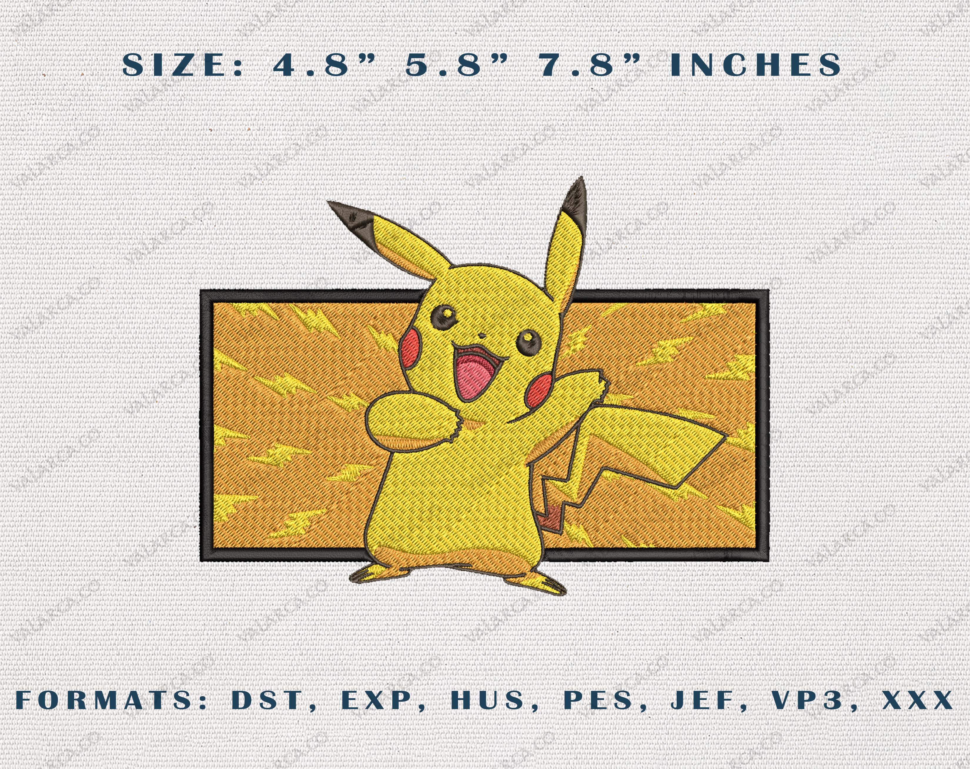 Pikachu Pokemon Embroidery Designs, Anime Inspired Embroider - Inspire ...