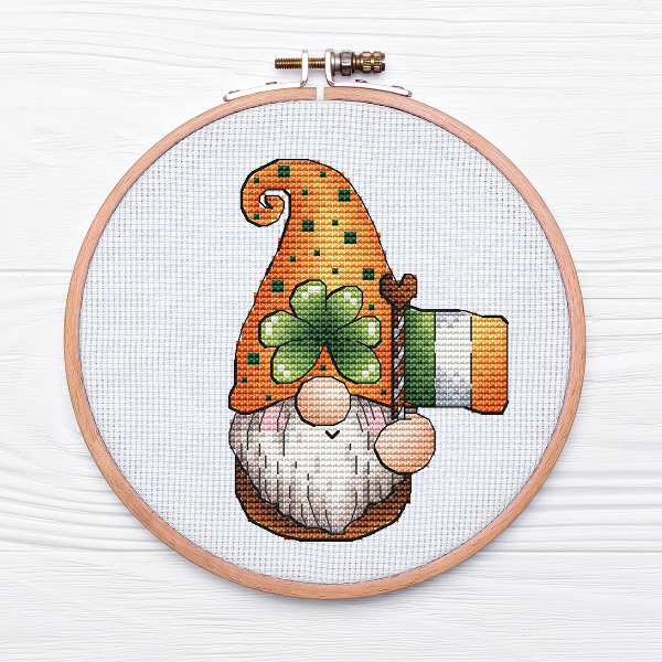 Irish Cross Stitch, Shamrock Cross Stitch St Patricks Gnome | Inspire ...