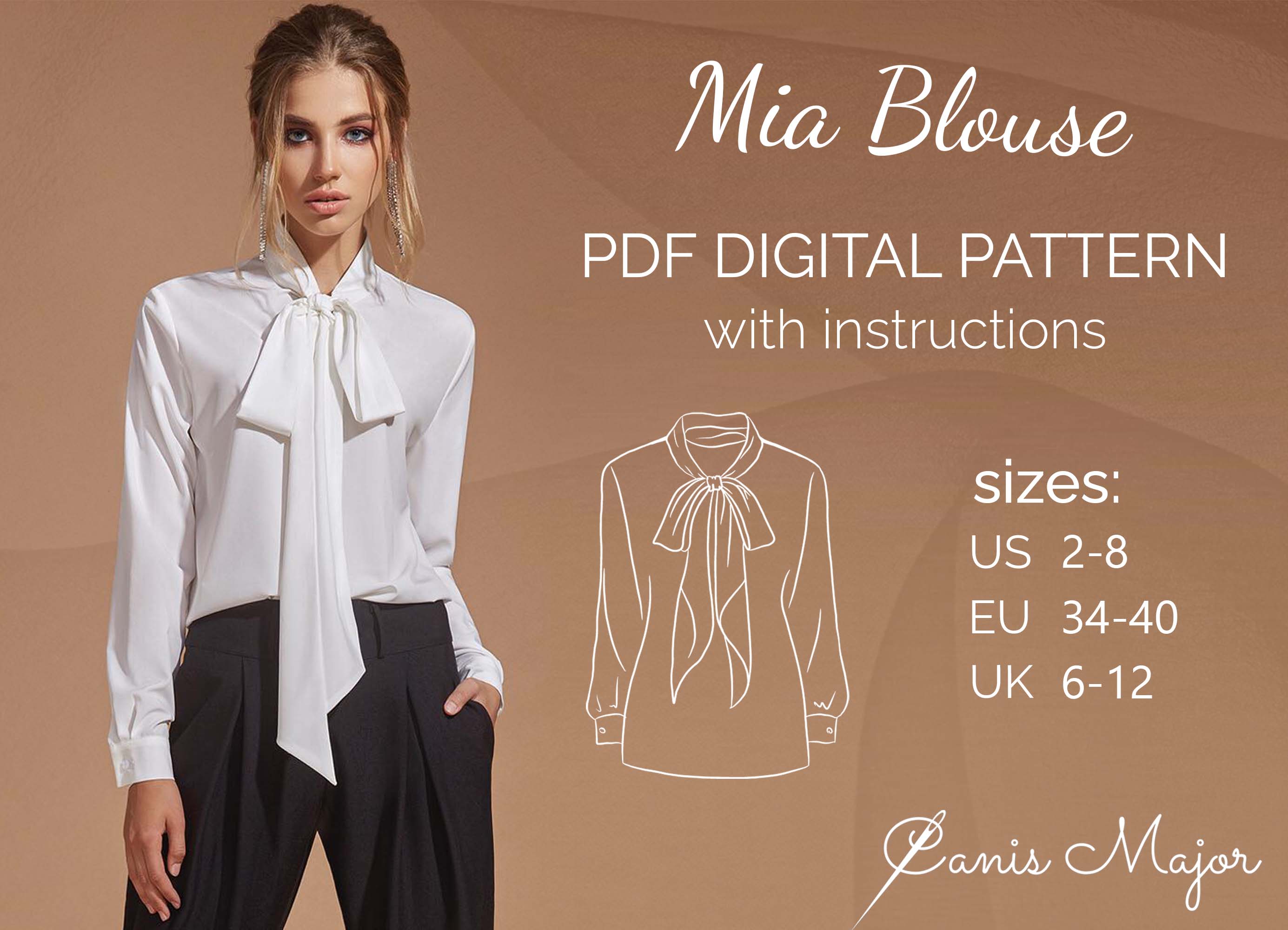 Women Blouse PDF Pattern Long Sleeve Shirt Loose Blouse PDF | Inspire ...
