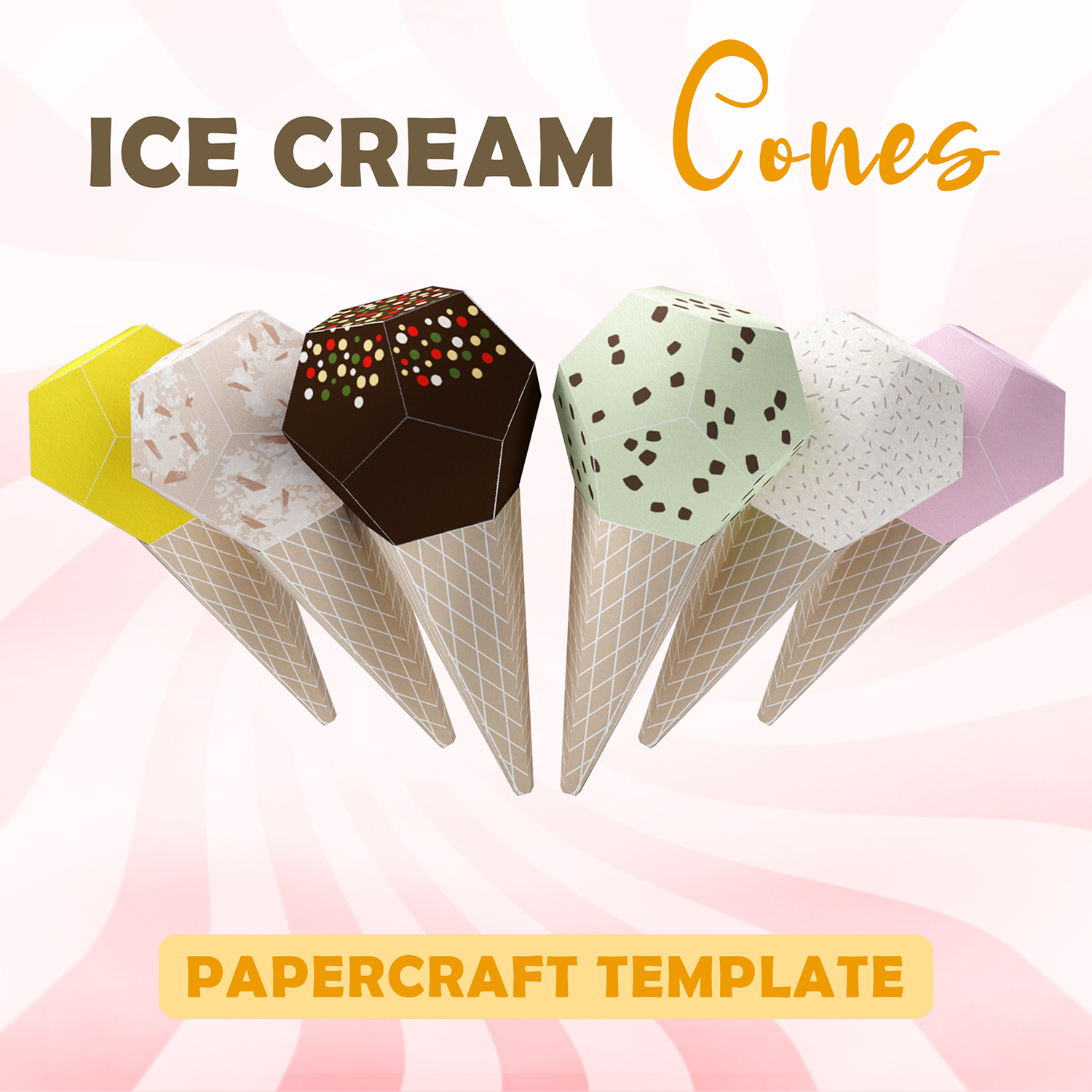 Ice Cream Cones DIY Papercraft Gift | 3D Printable Party | Inspire Uplift