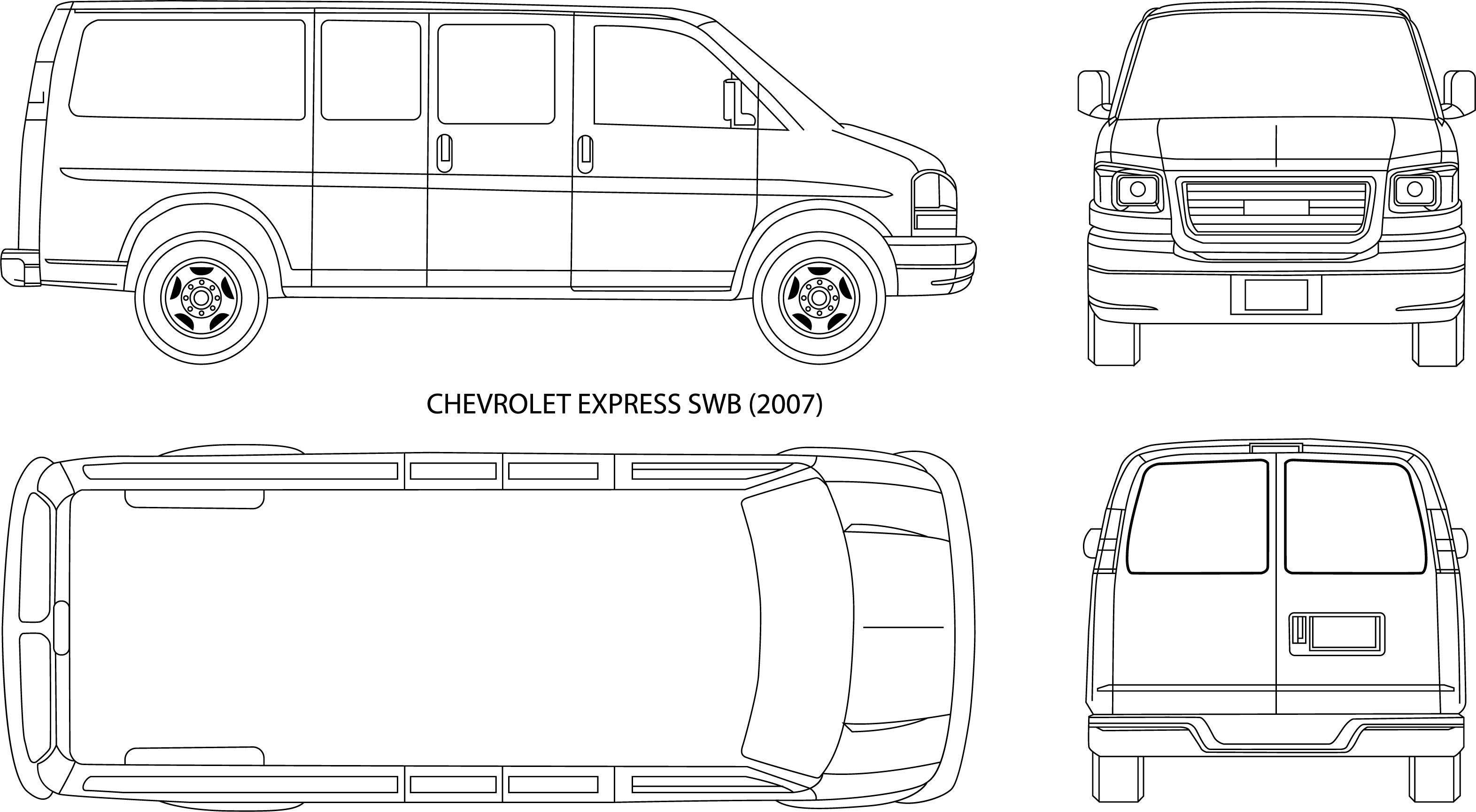 CHEVROLET EXPRESS SWB (2007)line art vector file Black white | Inspire ...