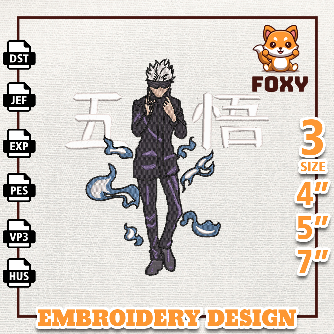 Gojo Jujutsu Kaisen, Anime Embroidery Design, Anime Machine | Inspire ...