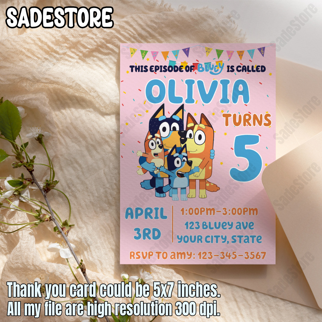Editable Bluey Invitation Canva Template, Bluey Birthday Inv - Inspire ...